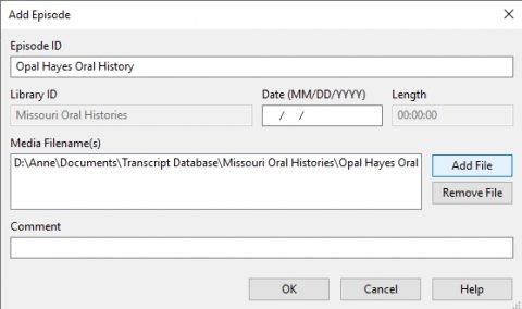 Add Files | TransanaSCRIBE